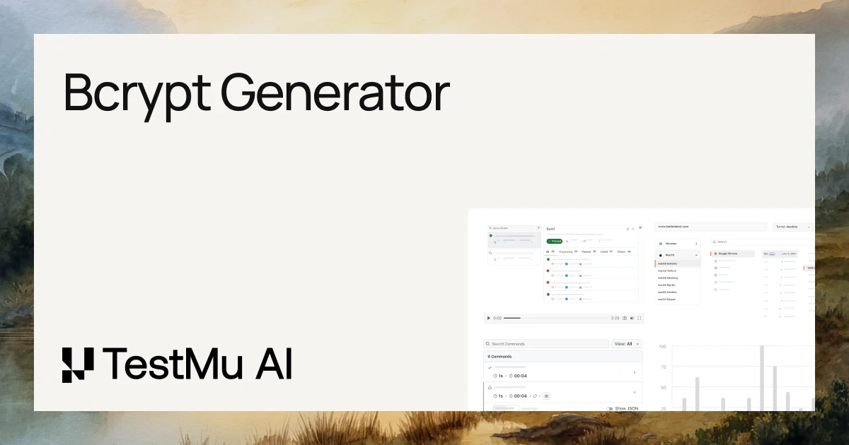 Bcrypt Generator and Matcher Tool | TestMu AI