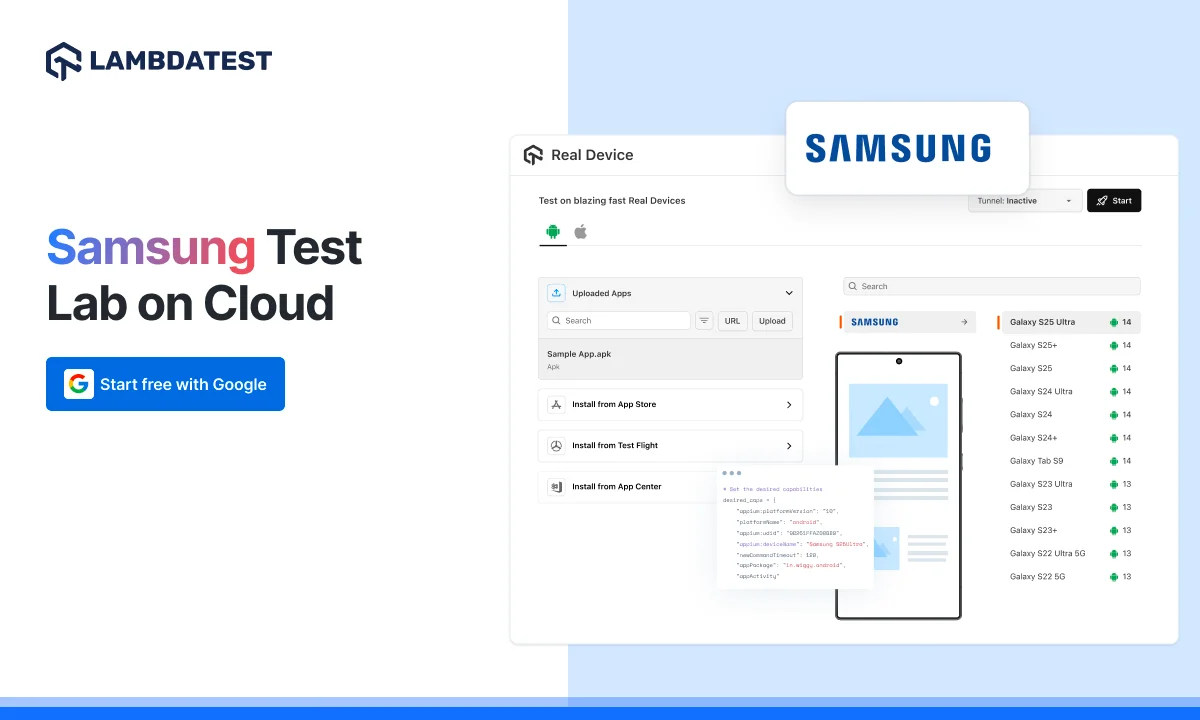 Samsung Test Lab on Cloud | TestMu AI (Formerly LambdaTest)