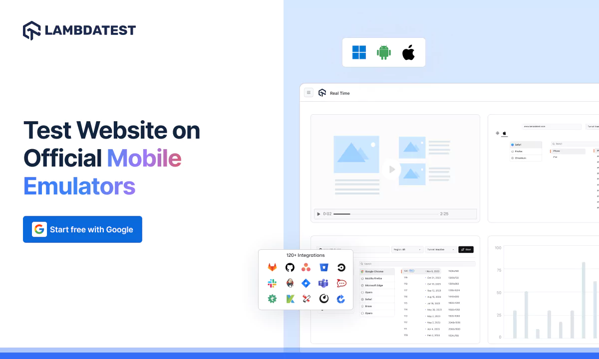 Test web apps on official mobile browser emulators online.