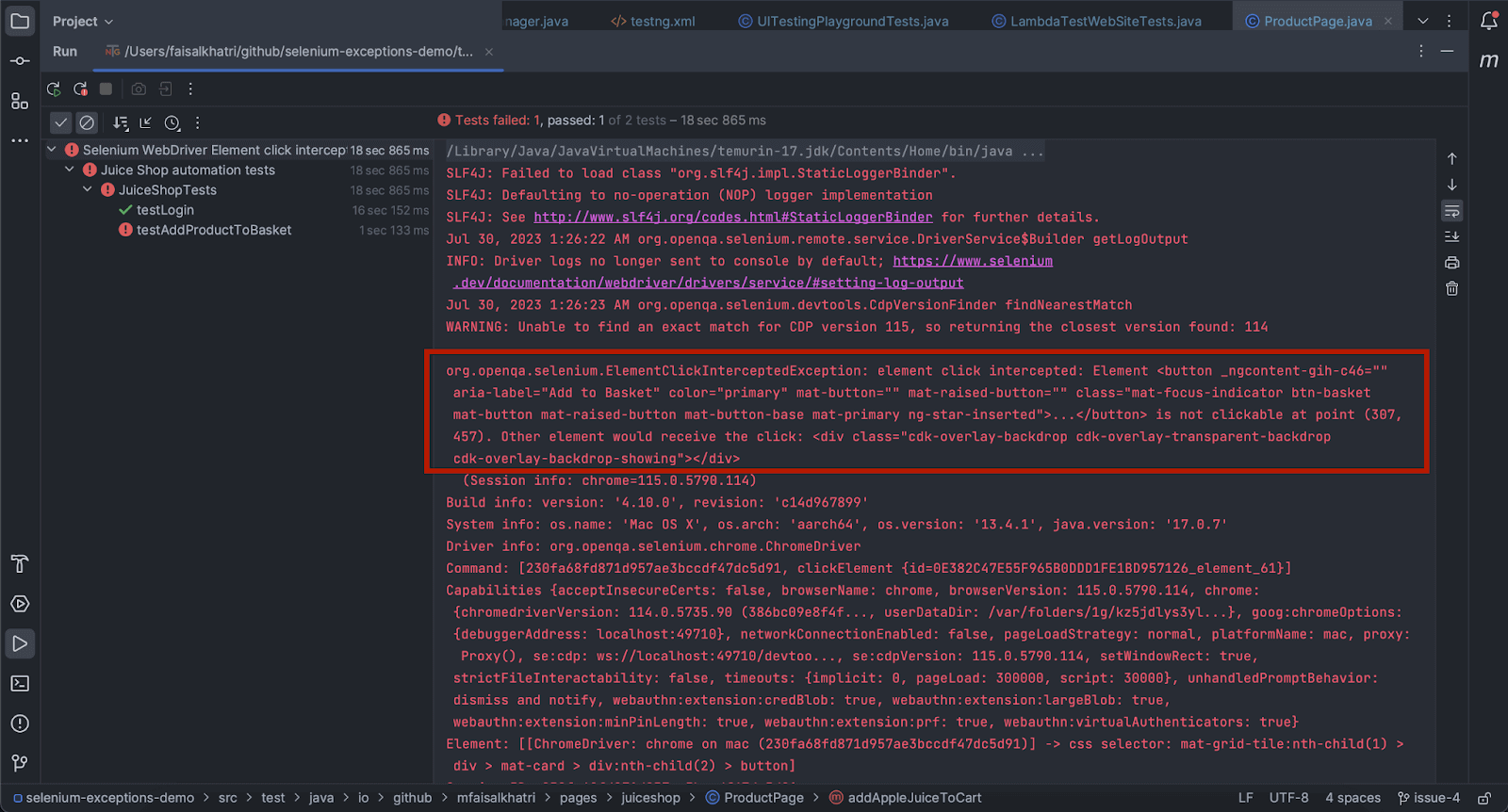 How to Handle ElementClickInterceptedException in Selenium Java ...