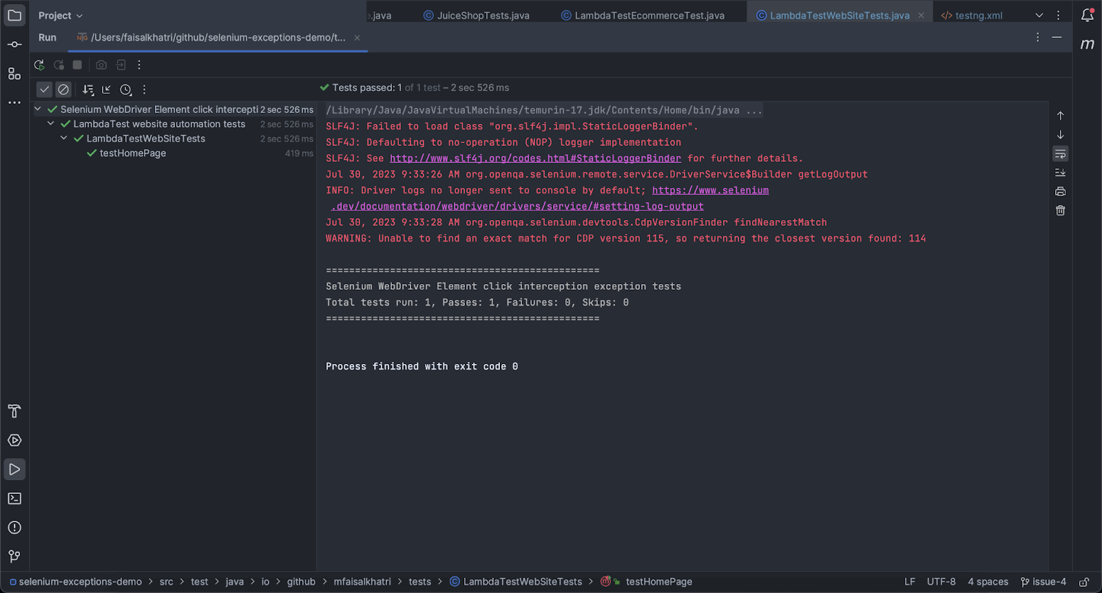 How to Handle ElementClickInterceptedException in Selenium Java ...