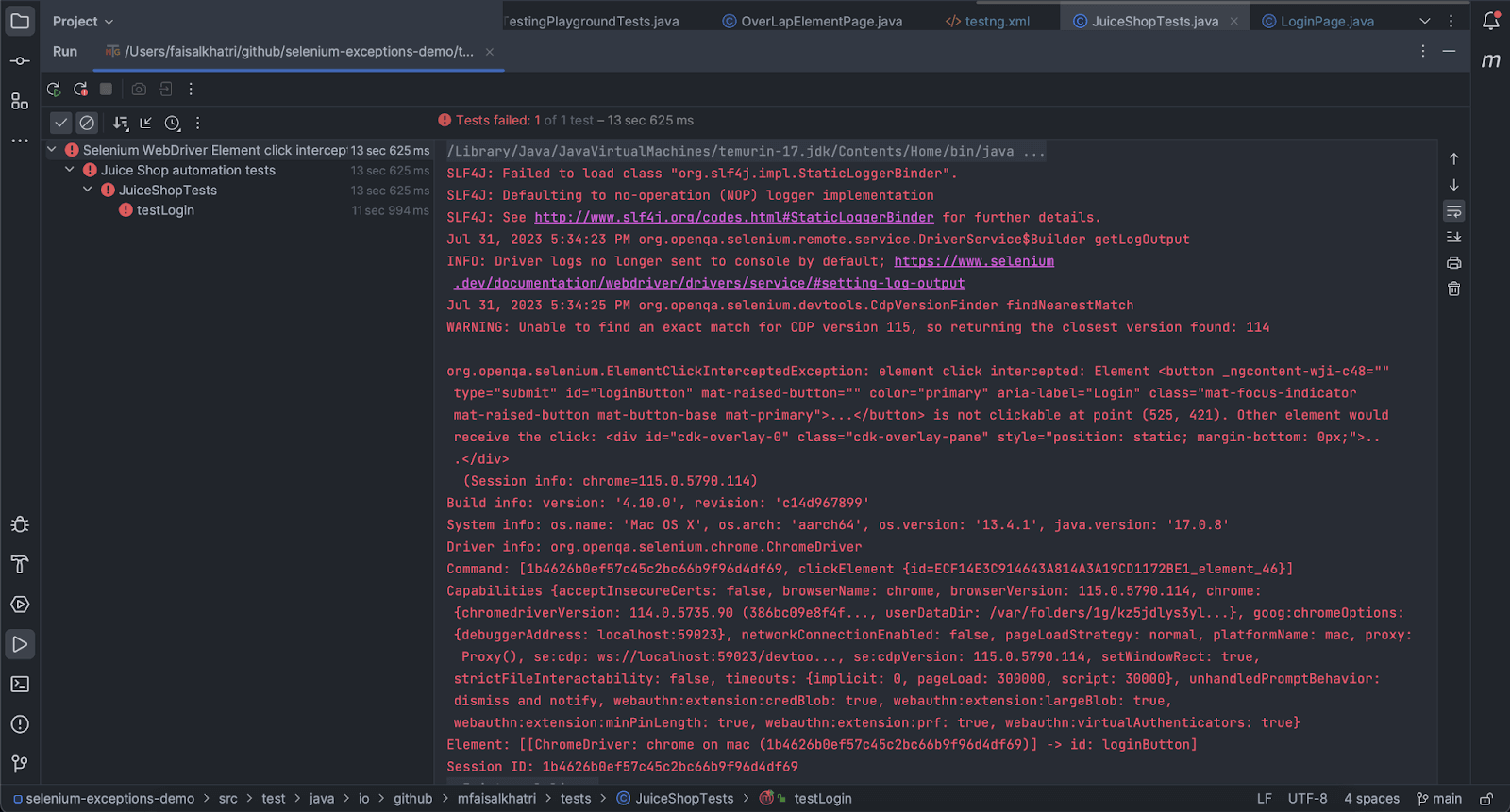 How to Handle ElementClickInterceptedException in Selenium Java ...